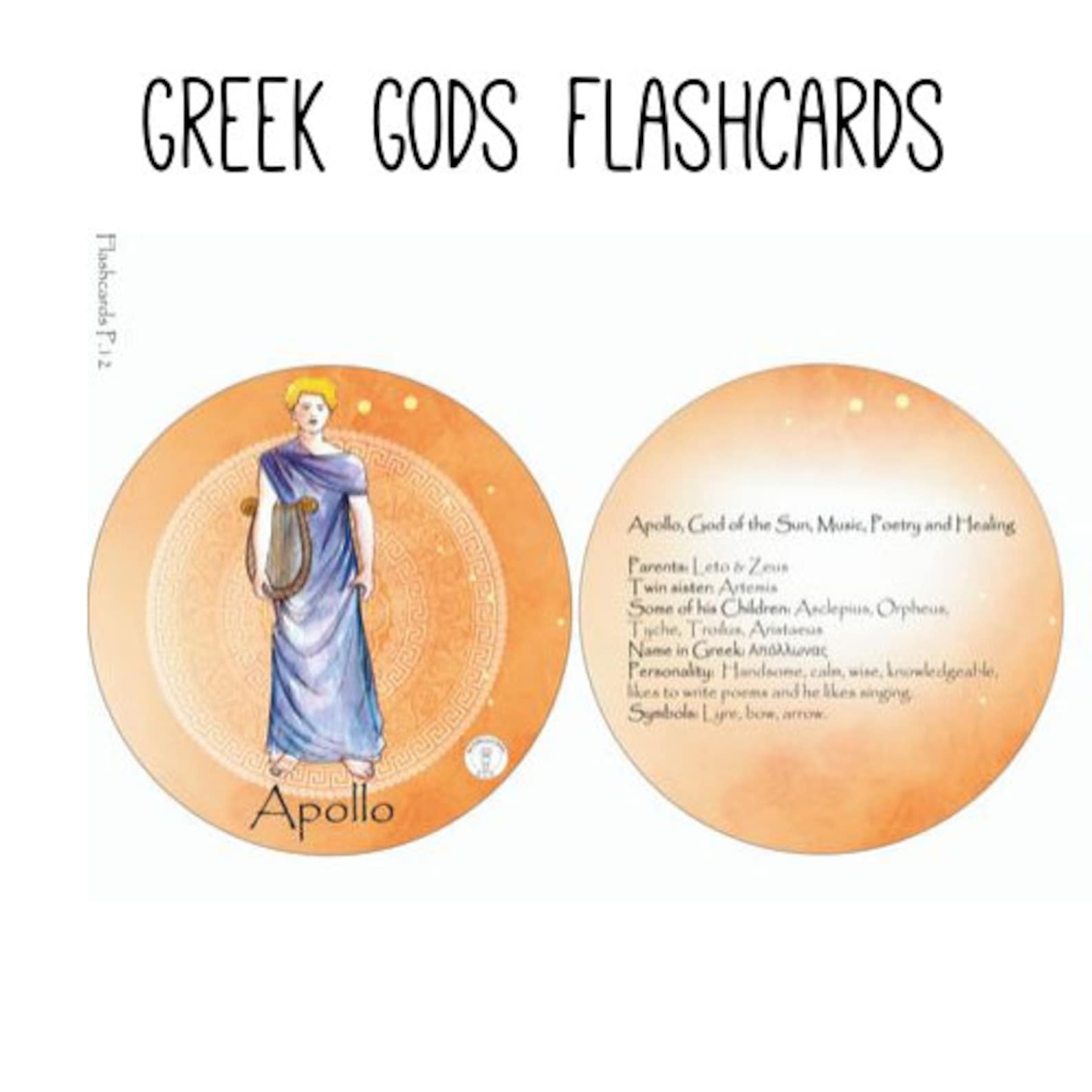 Greek Gods Flashcards/basic Info About 13 Greek Gods and - Etsy