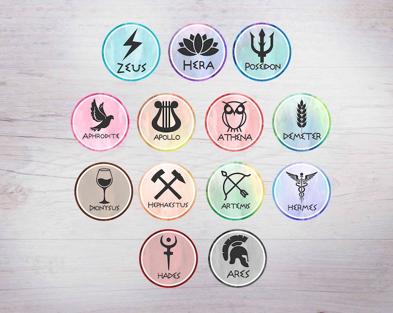 Greek Gods Symbols Stickers/percy Jackson Inspired - Etsy Singapore