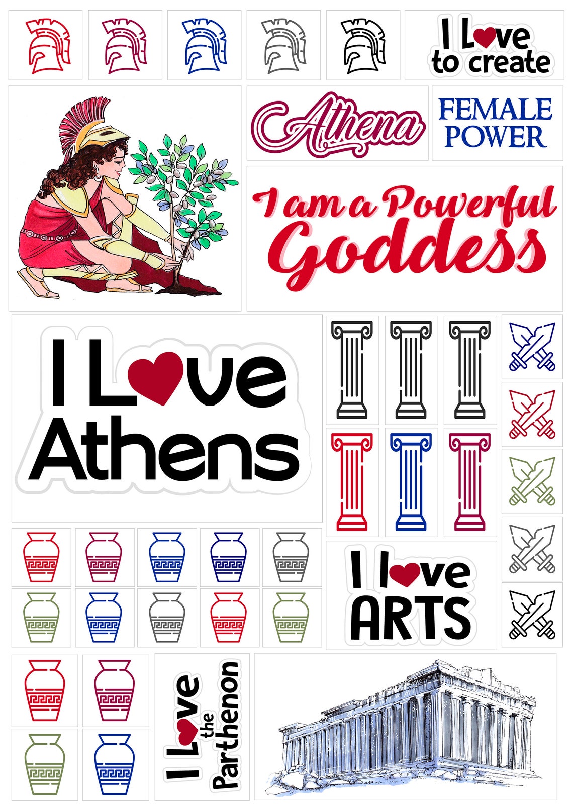 Athena Sticker Pages/beautiful Sticker Pages Inspired by the - Etsy