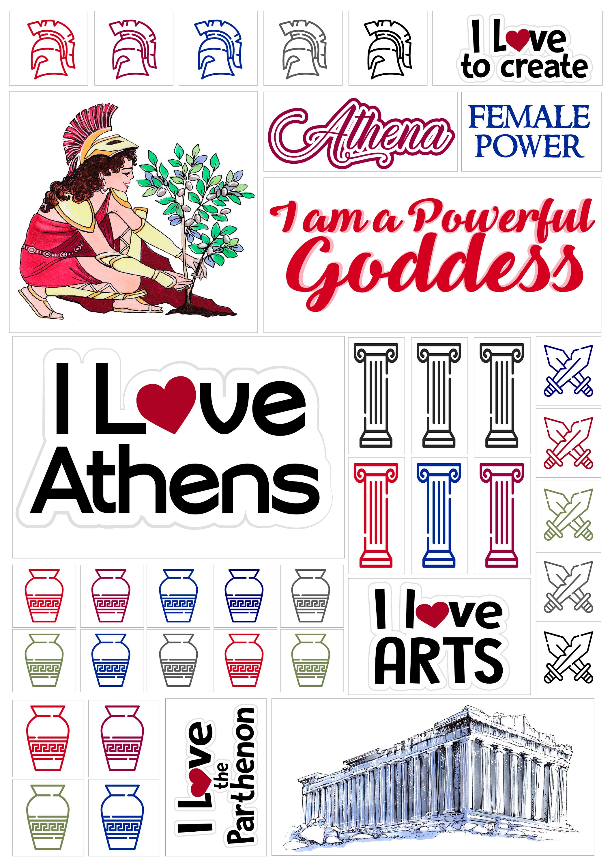 Athena sticker pages/Beautiful sticker pages inspired by the | Etsy