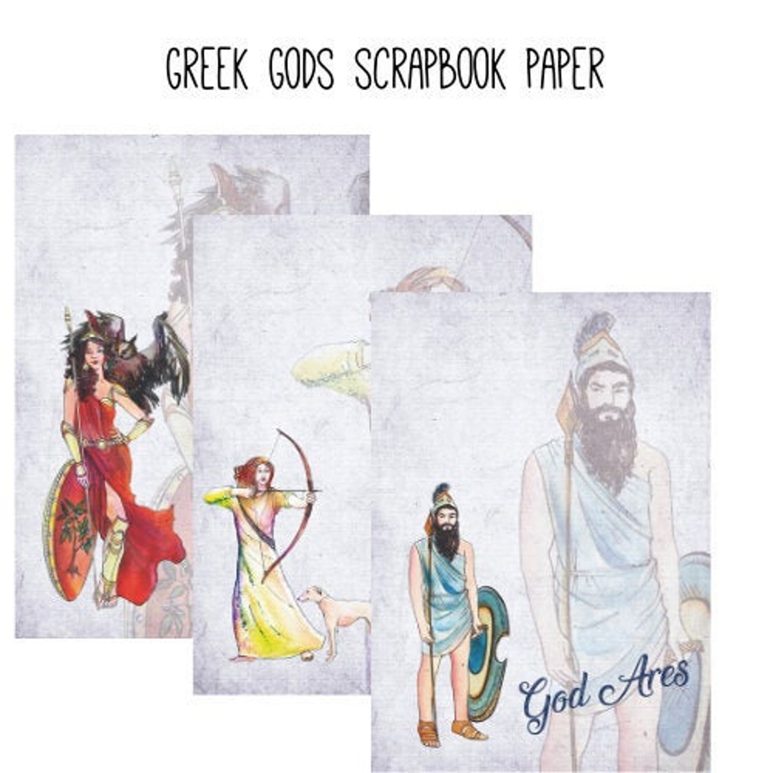 Greek Mythology Scrapbook Paper. Downloadable Papers | Etsy