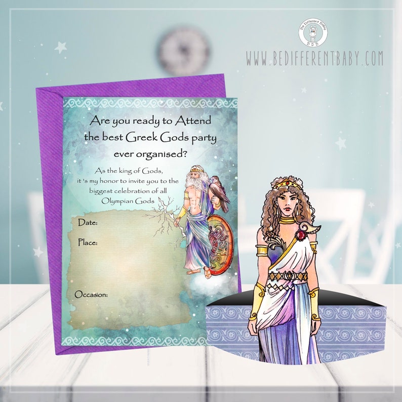 Greek Gods Party Supplies: Printable Crowns, Banner, Invitation (PDF ...