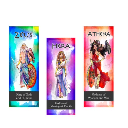 Greek Gods Bookmarks: Mythology Art Prints (digital Download) - Etsy
