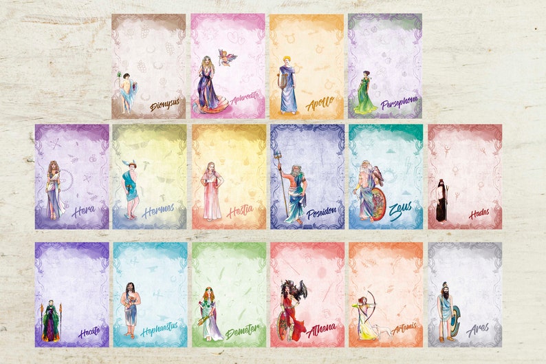 Greek Gods Paper Pack/zeus,poseidon,hades,athena,aphrodite,artemis,hera ...