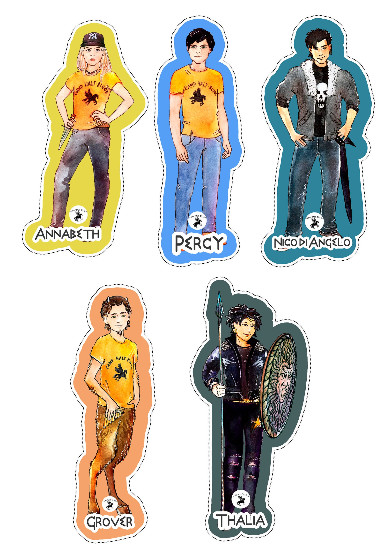 Percy Jackson Stickers. 9 Printable Stickers With All Basic Camp Half ...