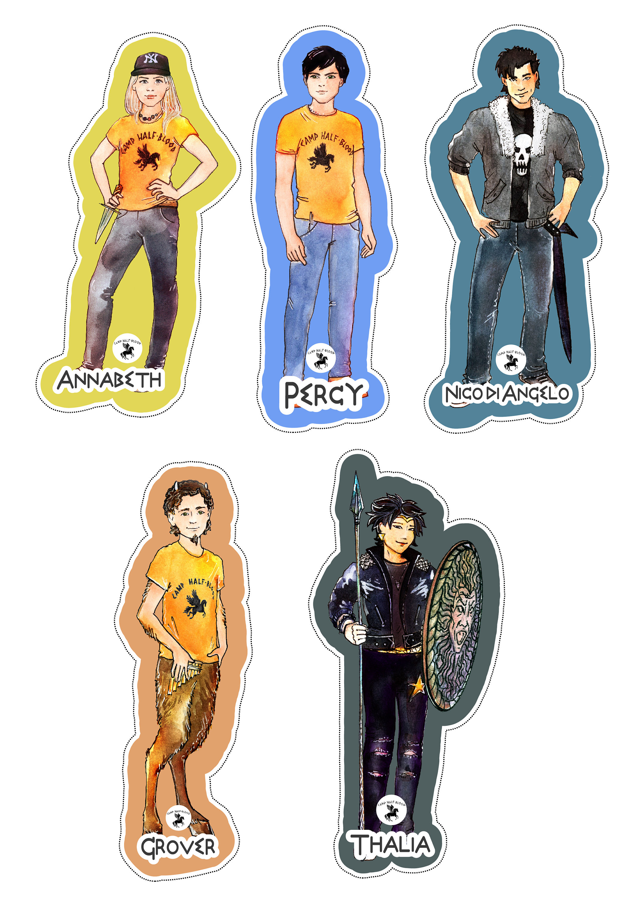 Percy Jackson stickers. 9 printable stickers with all basic | Etsy