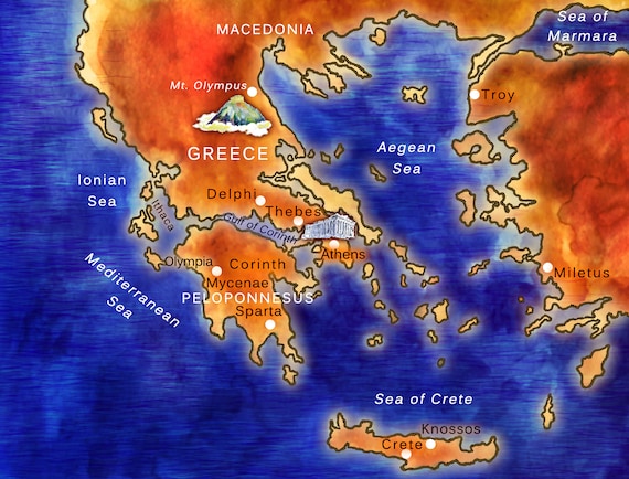 Mount Olympus Greek Mythology Map