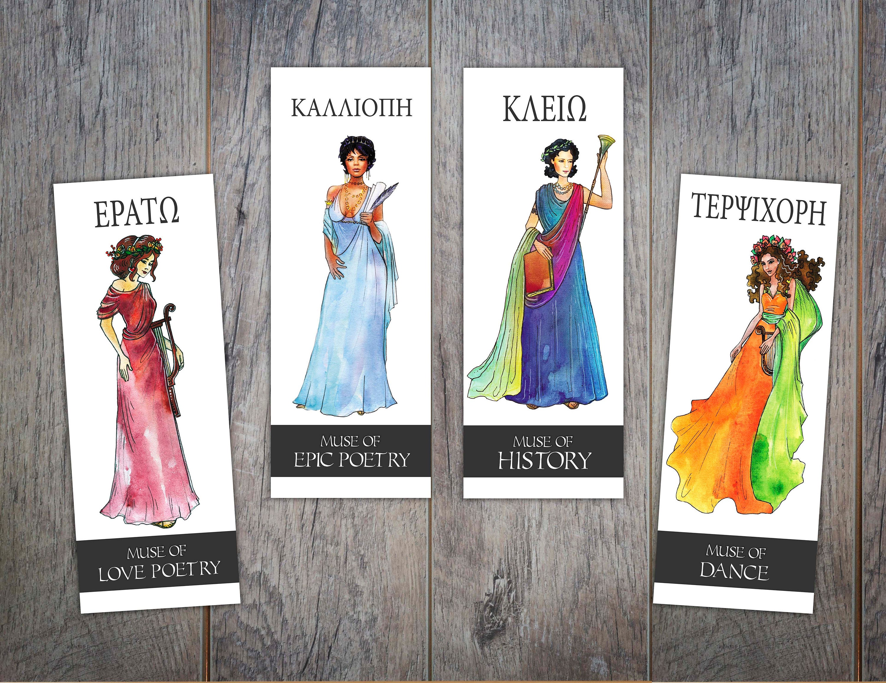 Greek Mythology Bookmarks/digital download/nine muses | Etsy