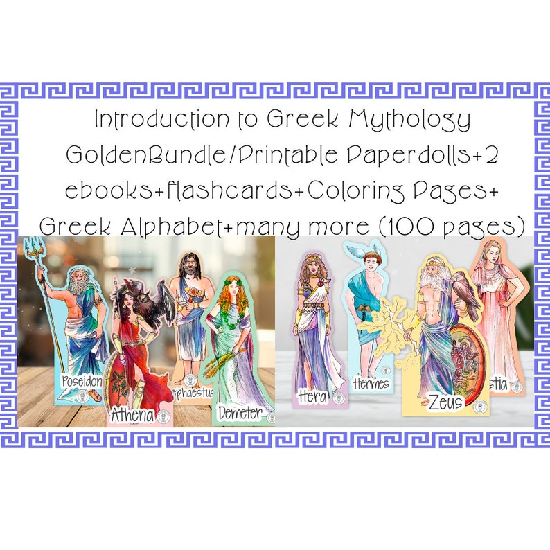 Greek Mythology Bundle: Paperdolls, Flashcards, Coloring Pages (digital ...