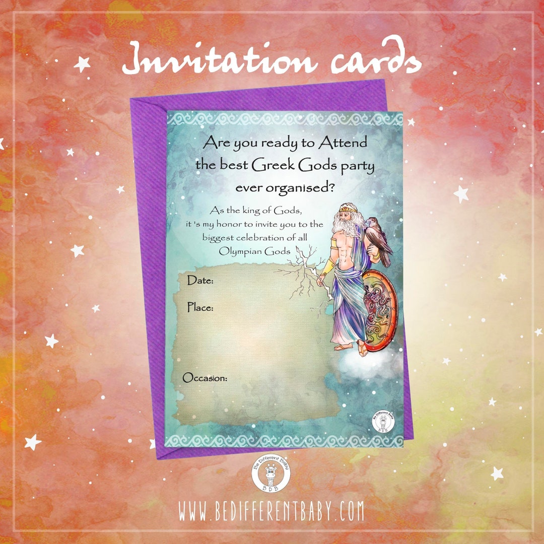 Zeus Invitation Party and Athena Thank You Cards/for the Best Greeks ...