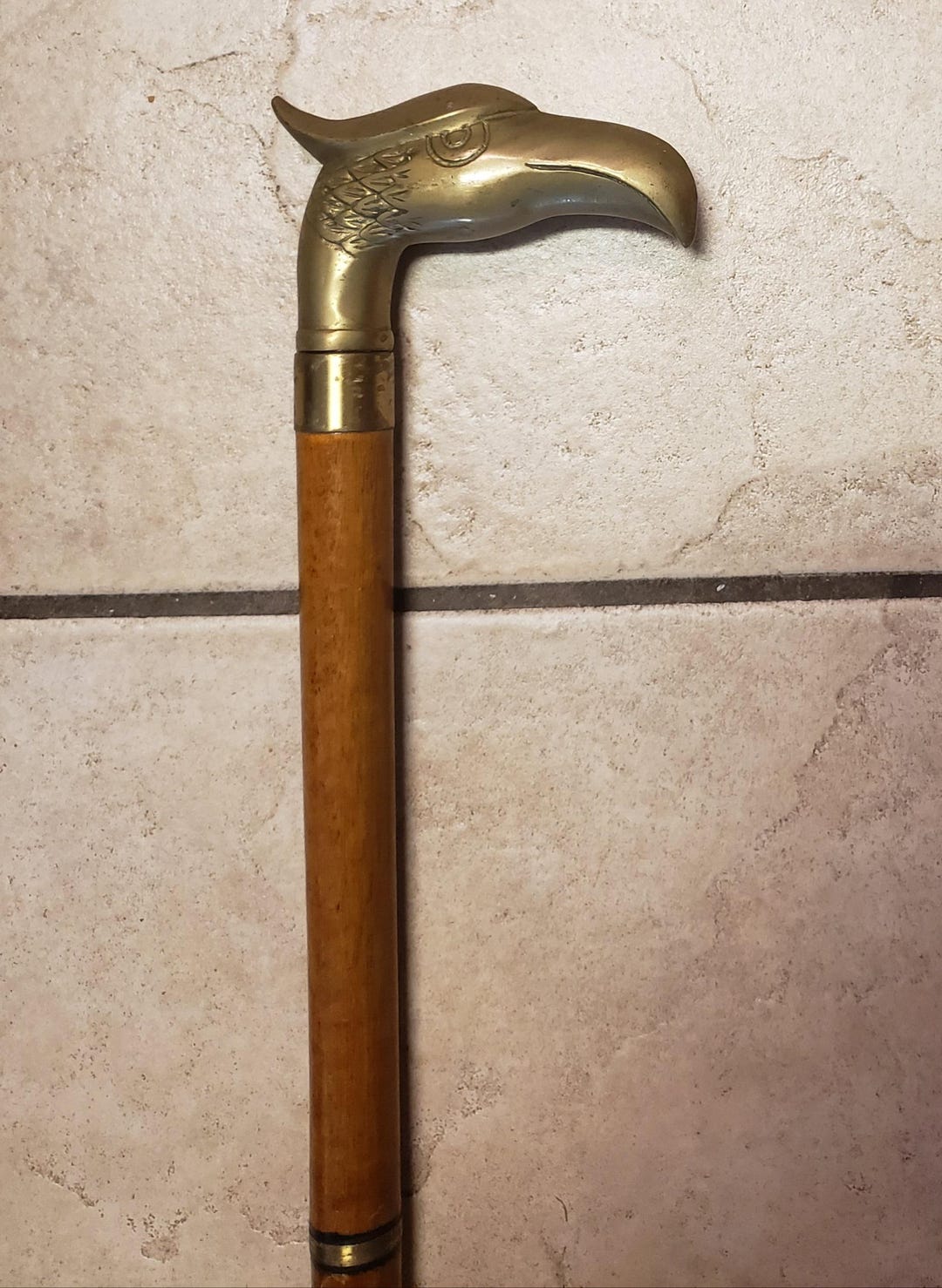 Brass Eagle Head Handle Walking Stick Collector's Cane Wood Shaft Top ...