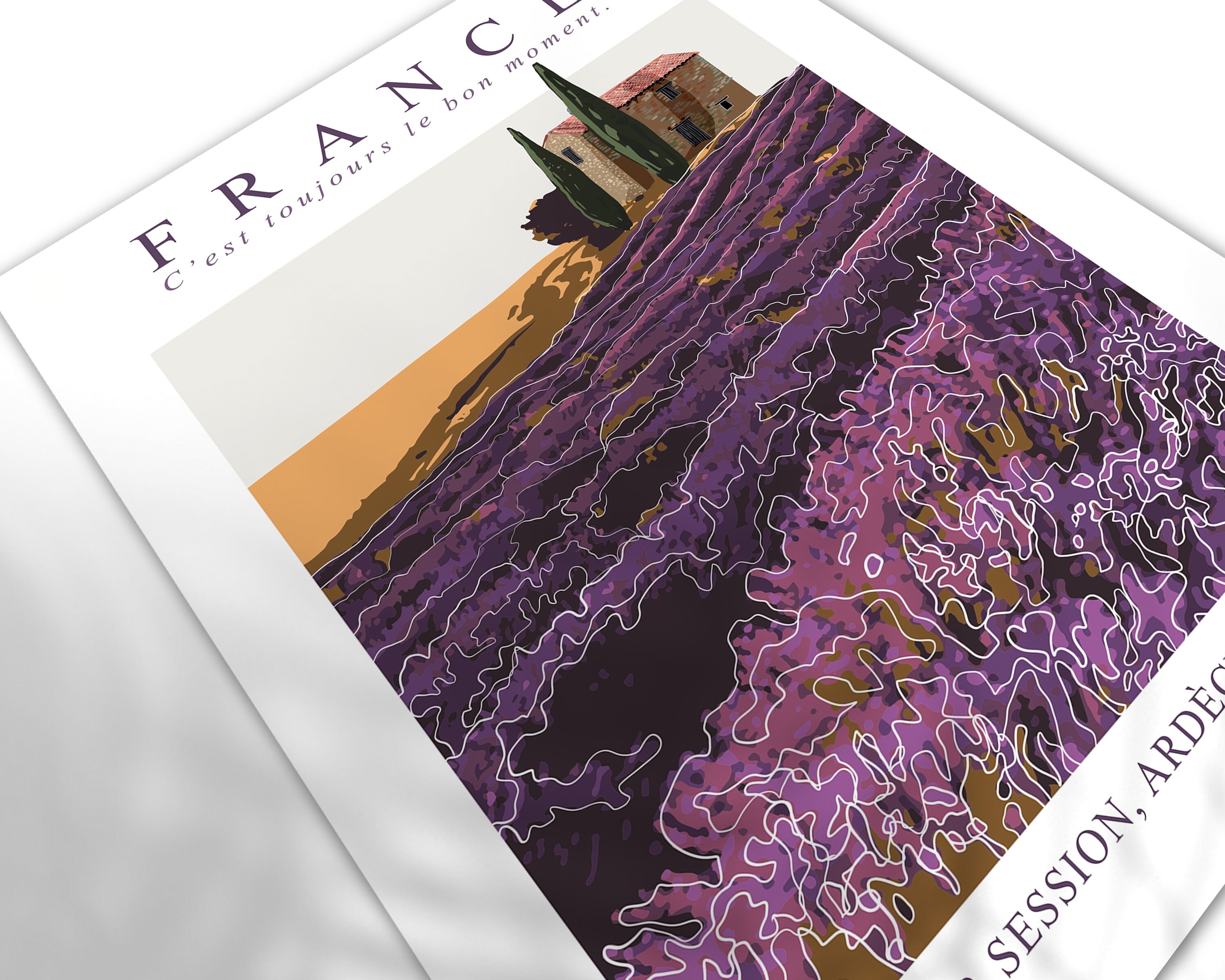 France Travel Poster, France Illustration Wall-art, France Lavender ...