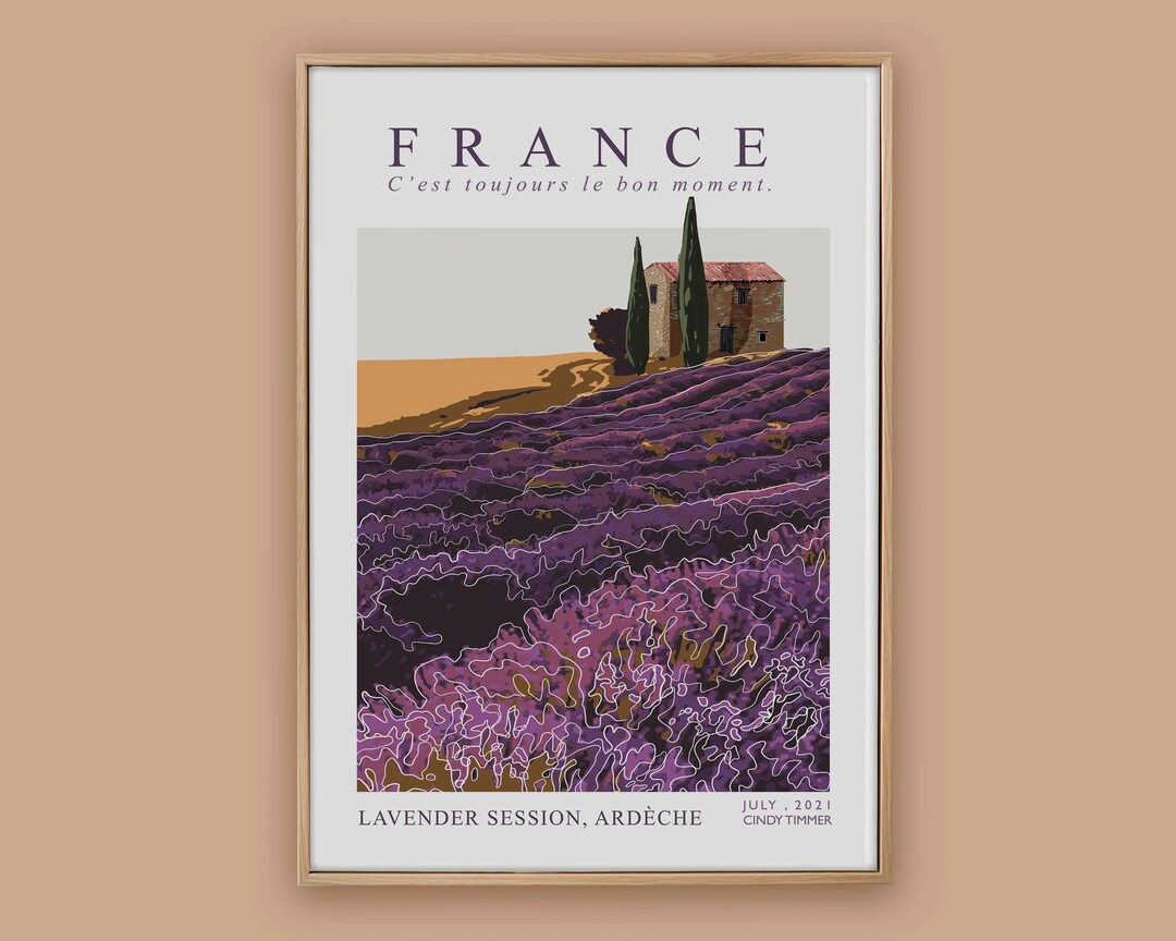 France Travel Poster, France Illustration Wall-art, France Lavender ...