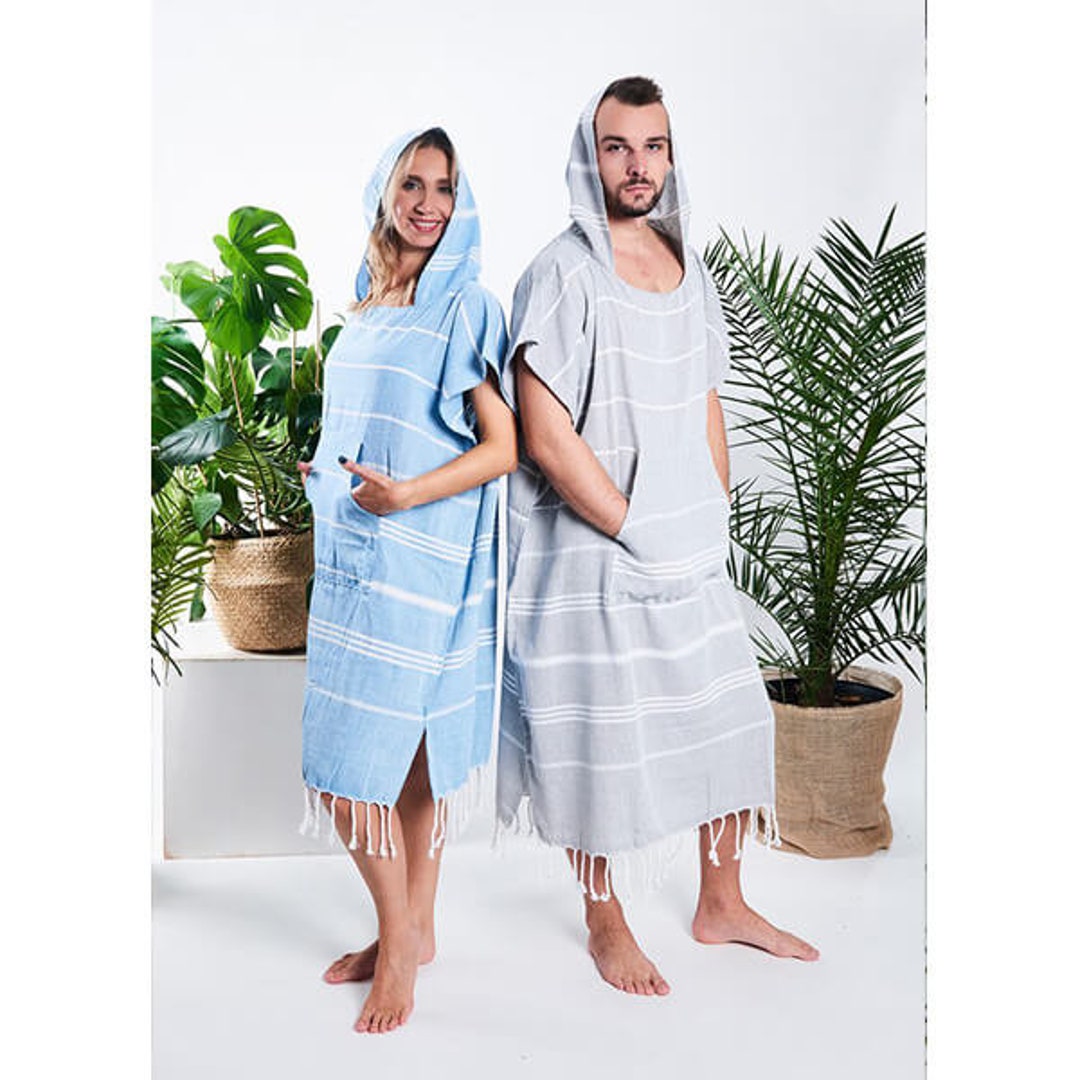 YEYE Womens and Mens Hammam Poncho Set 100 Percent Cotton – Sauna and ...