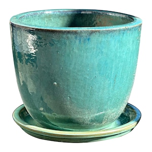 Contemporary Large Ceramic Planter With Ceramic Planter Saucer - Indoor ...