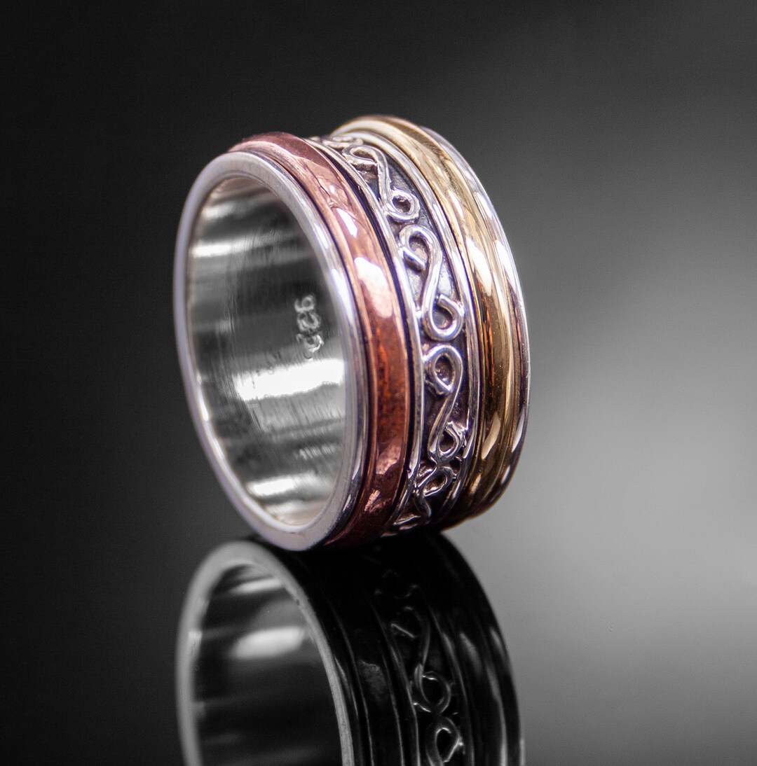 925 Sterling Silver Big Size SPINNER RING Meditation Ring - Etsy UK