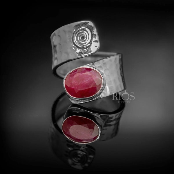 Oval Ruby Silver Rings - Etsy UK
