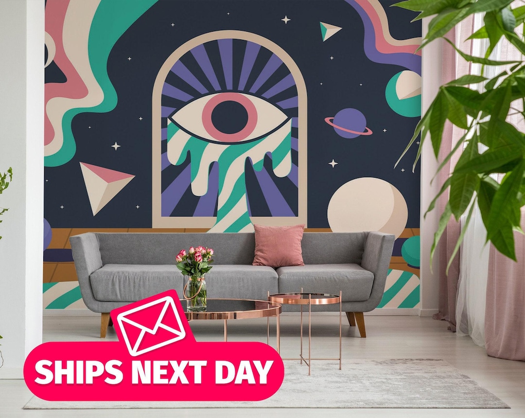 Psychedelic / Funky Bold Mural, Peel and Stick Removable Vinyl or ...