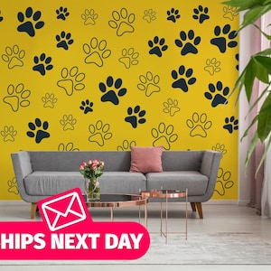 Dog Paw / Animal Mural, Peel and Stick Removable Vinyl or Fabric, Non ...