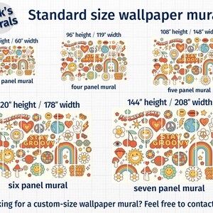 Groovy / Fun Retro Mural, Peel and Stick Removable Vinyl or Fabric, Non ...