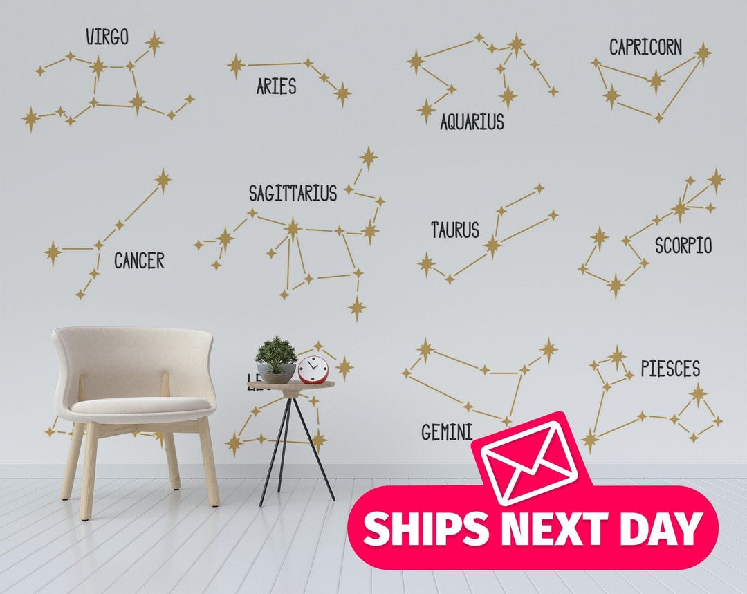 Celestial / Zodiac Mural, Peel and Stick Removable Vinyl or Fabric, Non ...
