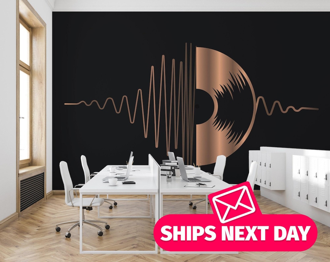 Copper CD Sound Wave Mural, Peel and Stick Wallpaper - Etsy