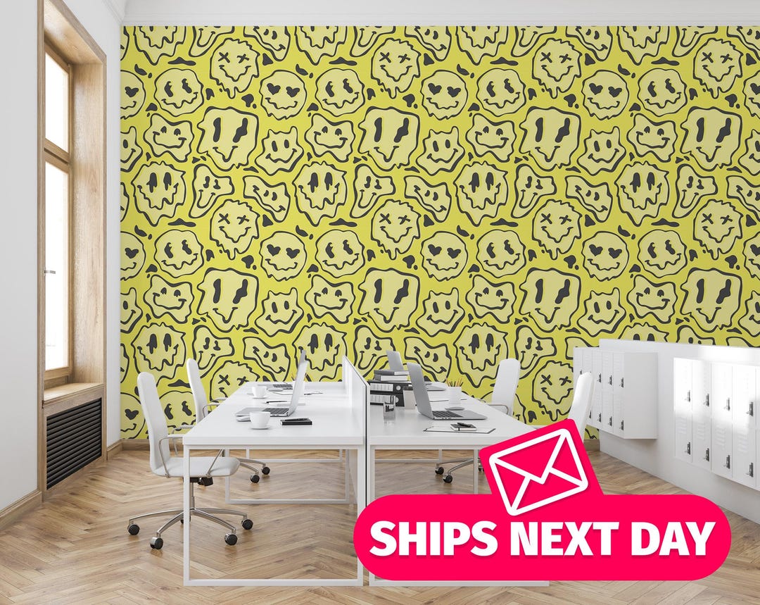 Melting Smiles Removable Vinyl Mural / Peel and Stick Funky Smiles ...