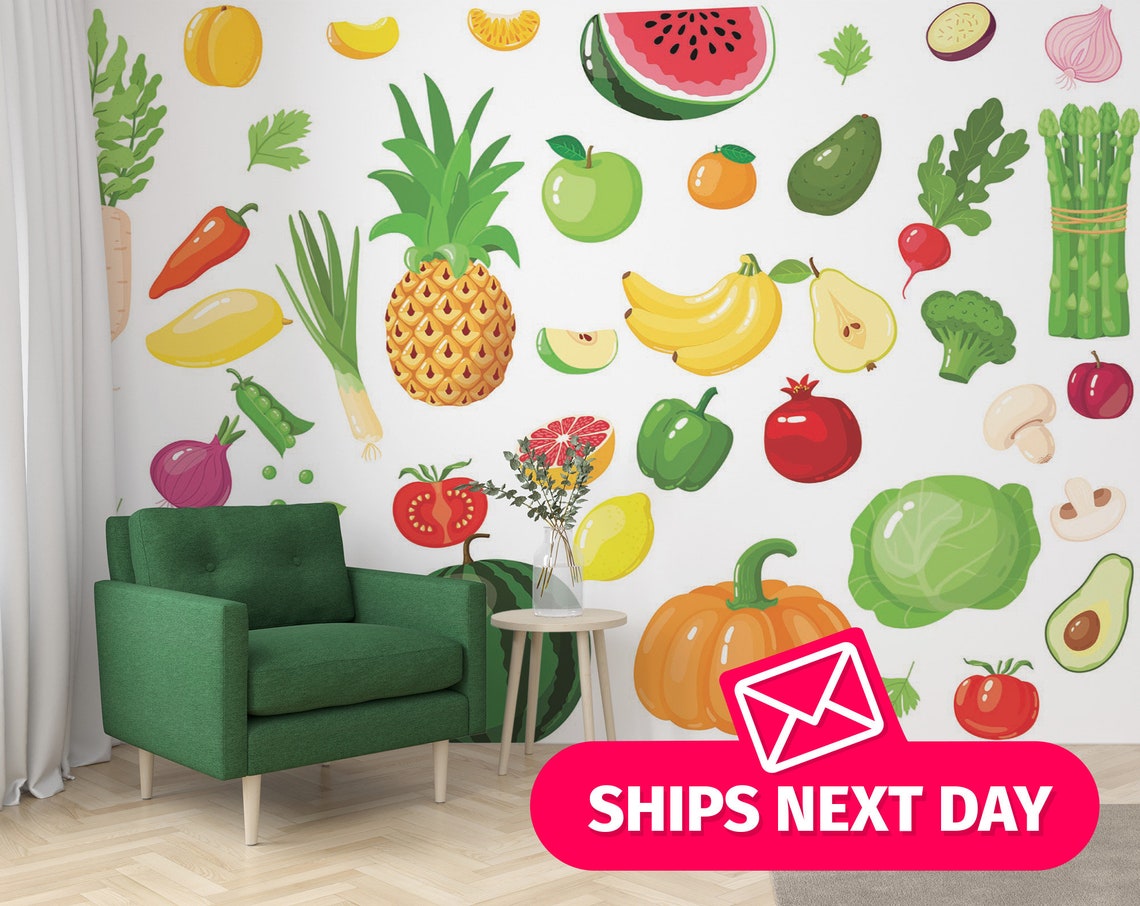 Vegetable Wallpaper Mural Fruit Wall Mural Peel and Stick | Etsy