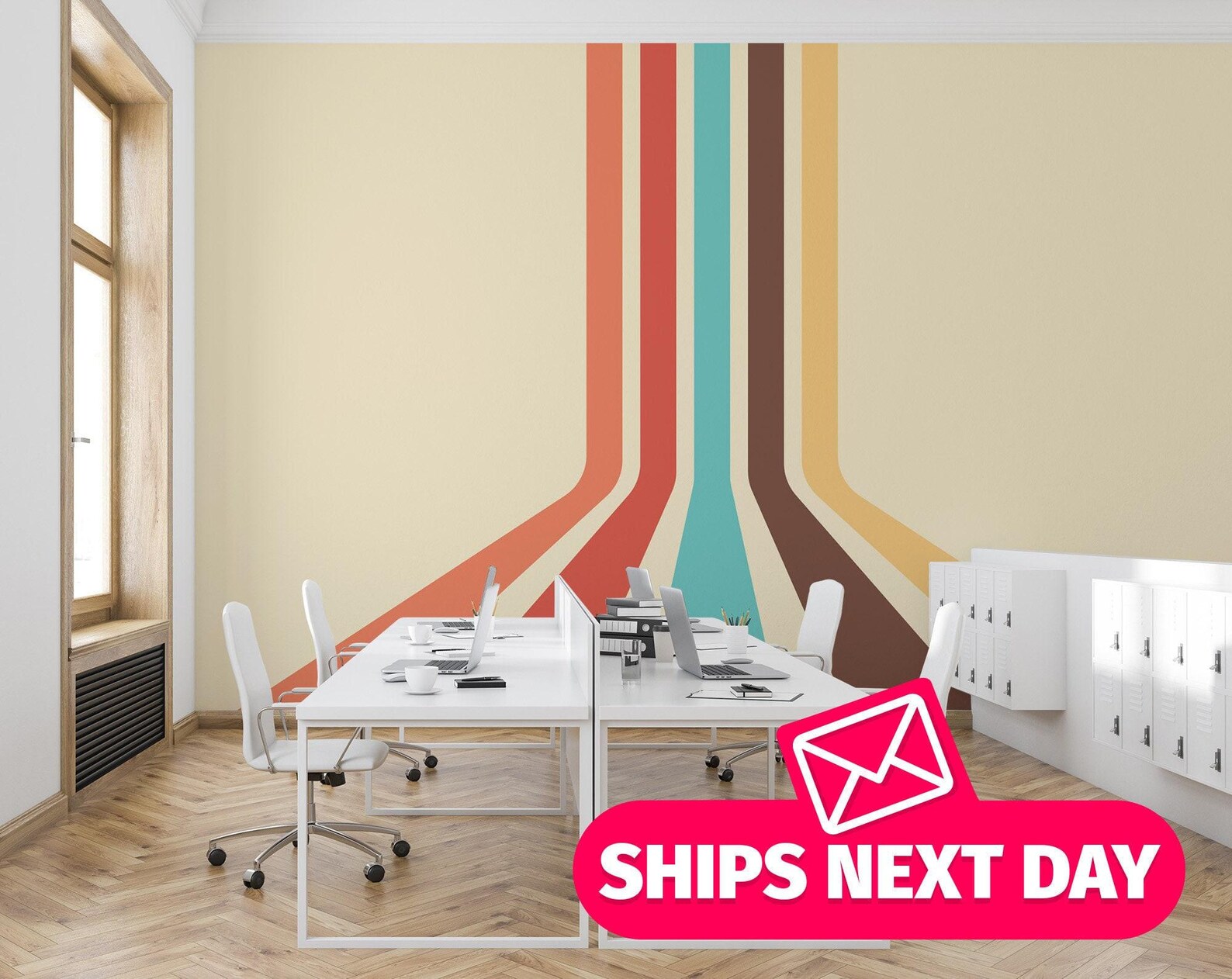 Retro / Stripe Mural, Peel and Stick Removable Vinyl or Fabric, Non ...