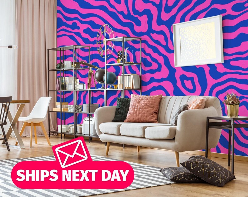Retro / Trippy Mural, Peel and Stick Removable Vinyl or Fabric, Non ...