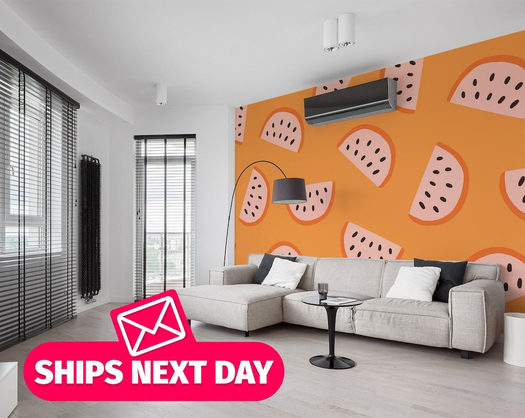 Watermelon / Retro Mural, Peel and Stick Removable Vinyl or Fabric, Non ...