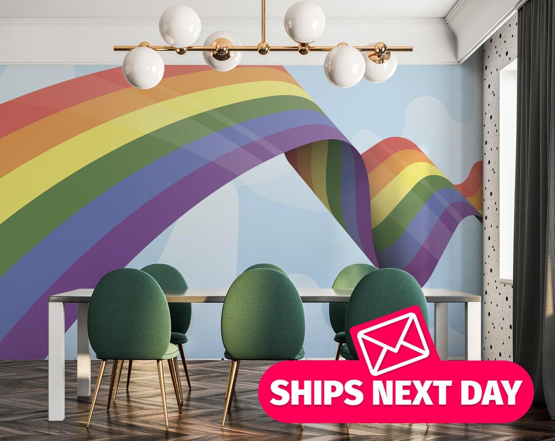 Simple LGBTQ+ / Rainbow Mural, Peel and Stick Removable Vinyl or Fabric ...