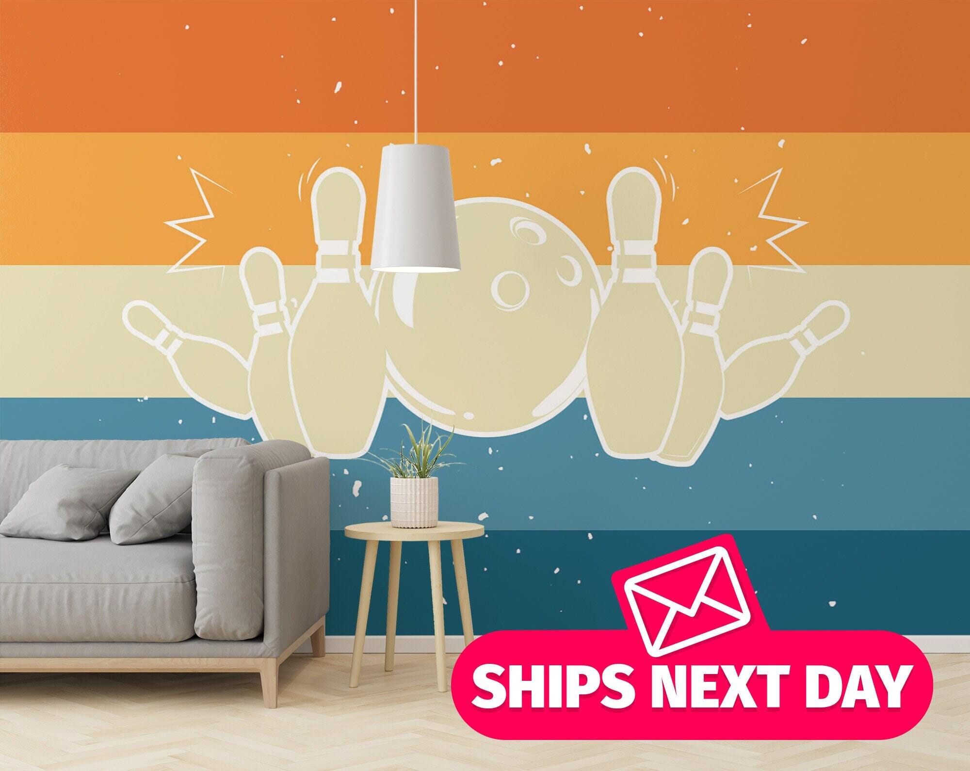 Bowling / Retro Mural, Peel and Stick Removable Vinyl or Fabric, Non ...