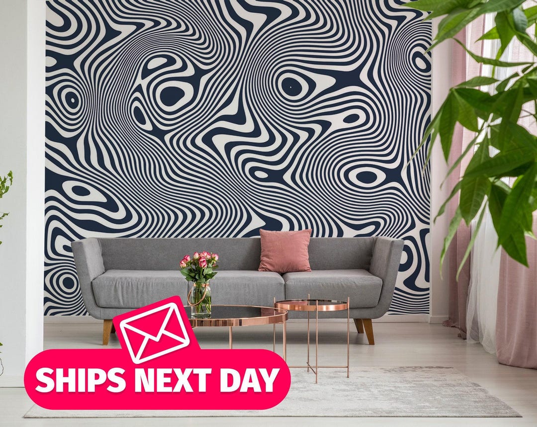 Psychedelic Optical Illusion Mural, Retro Funky Peel and Stick ...
