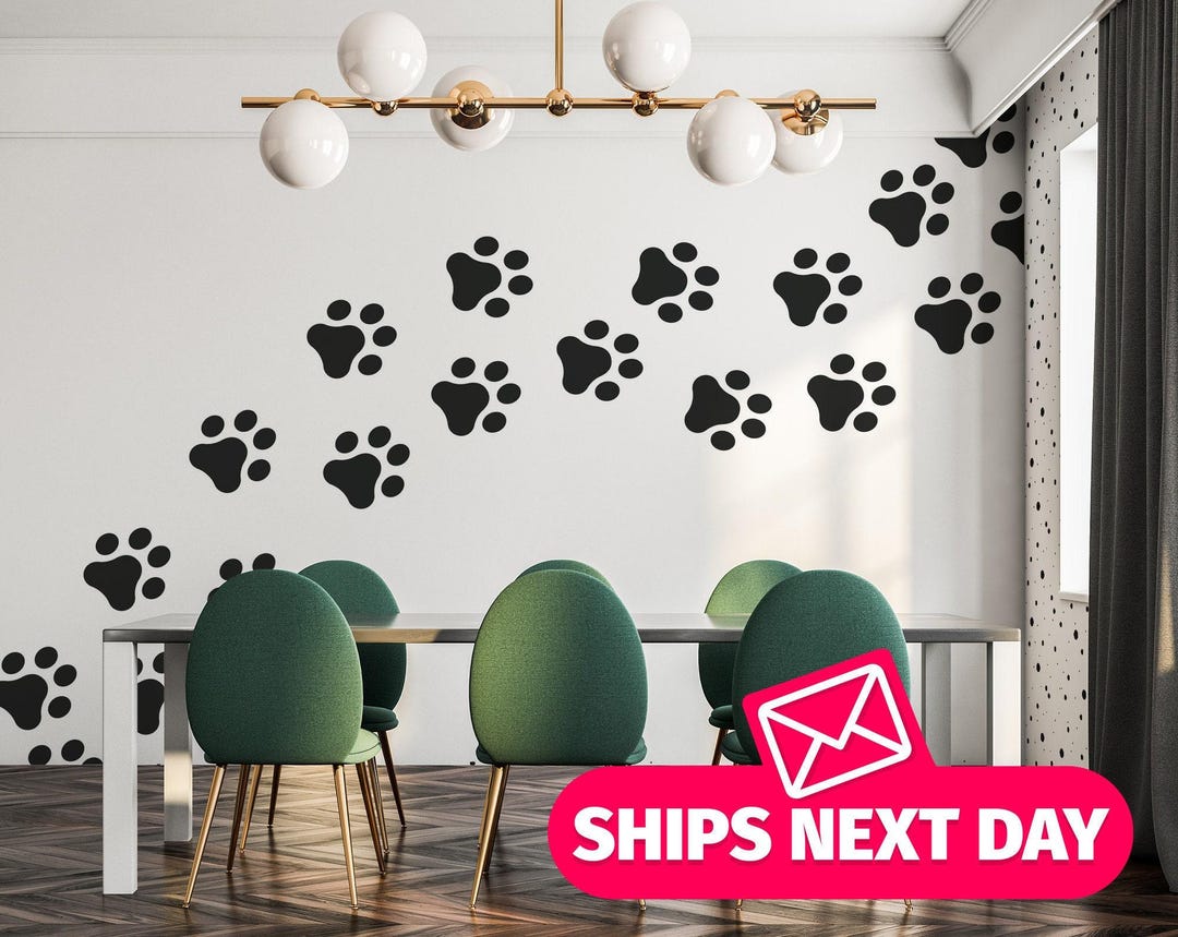 Dog Paw / Minimal Mural, Peel and Stick Removable Vinyl or Fabric, Non ...