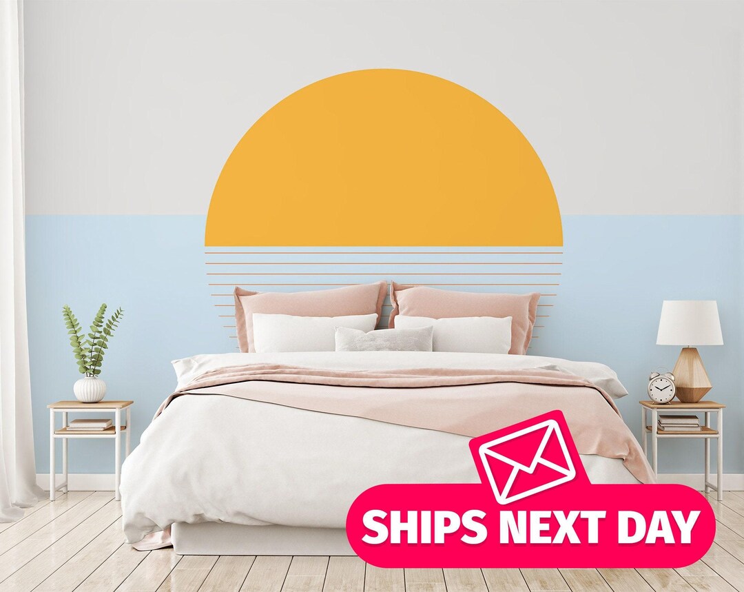Retro Sunset Wallpaper Mural / Retro Mural, Peel and Stick Removable ...