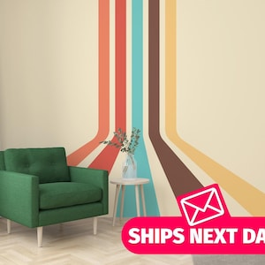 Retro / Stripe Mural, Peel and Stick Removable Vinyl or Fabric, Non ...