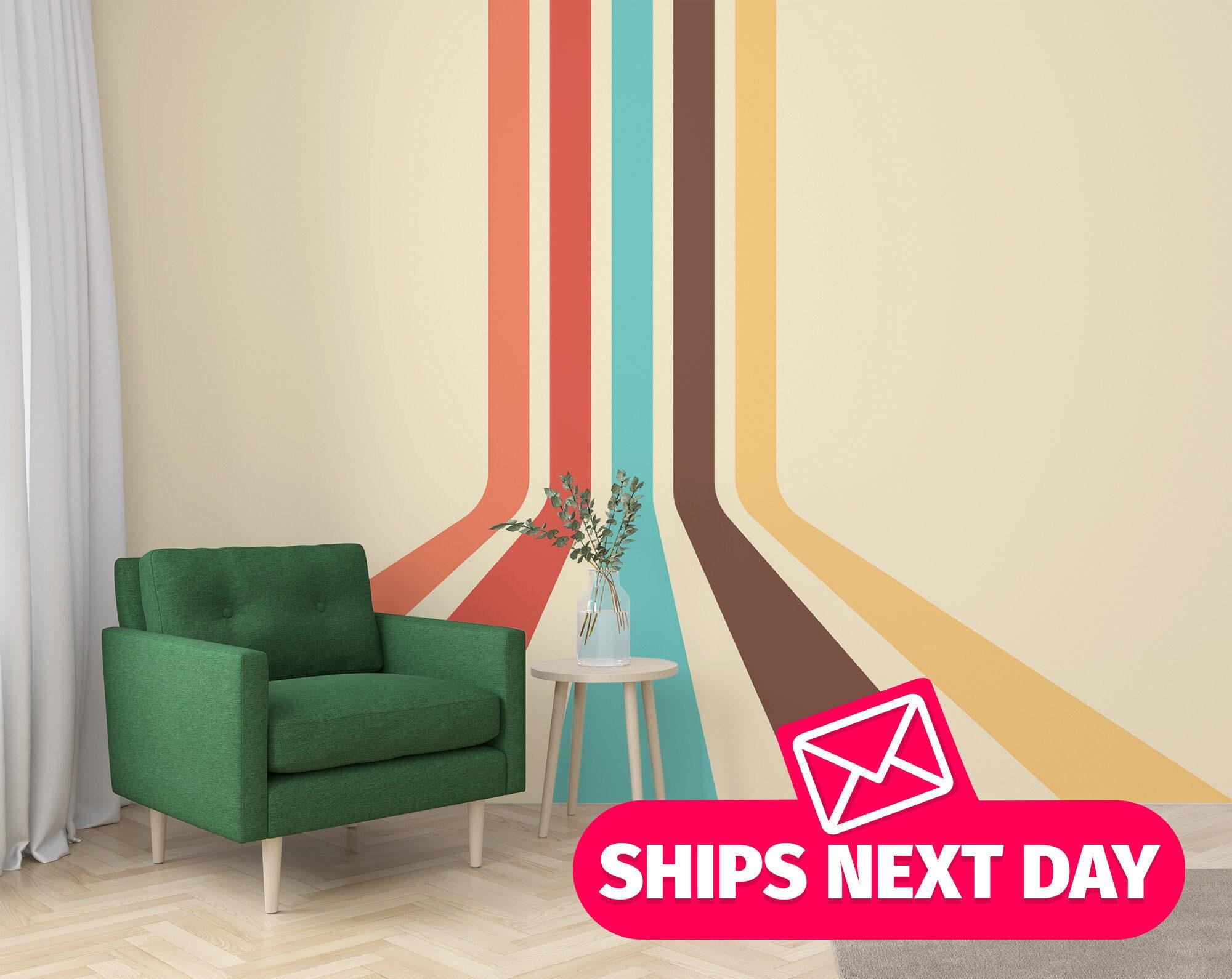 Retro / Stripe Mural, Peel and Stick Removable Vinyl or Fabric, Non ...