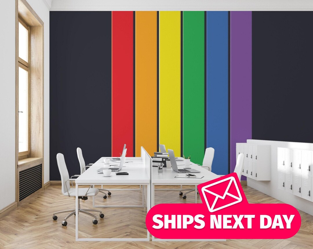 Rainbow Lgbtq+ / Pride Mural, Peel and Stick Removable Vinyl or Fabric ...