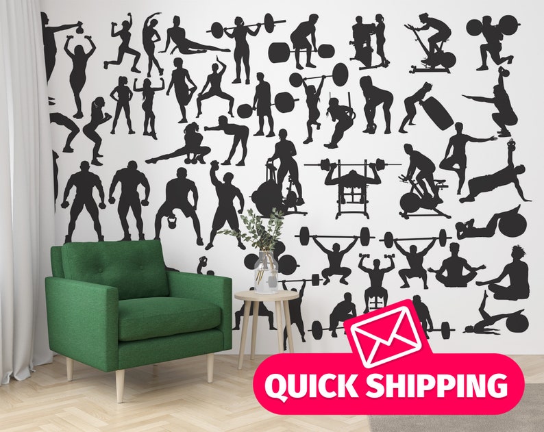 Gym Wallpaper Mural Workout Wall Mural Peel and Stick - Etsy