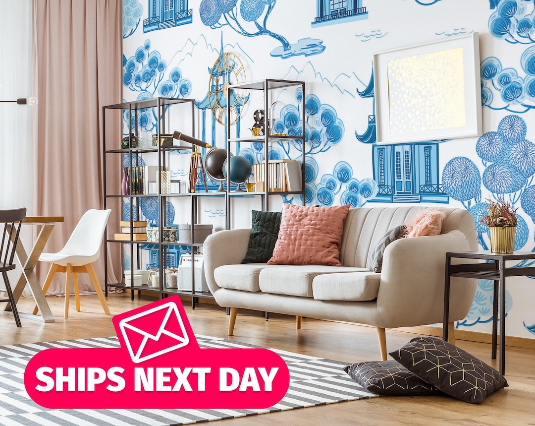 Chinoiserie Wallpaper Mural / Chinese Mural, Peel and Stick Removable ...