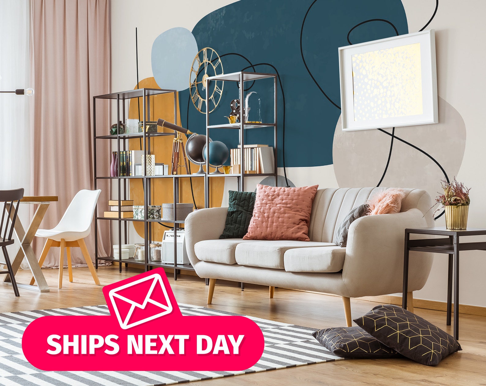 Boho Geometric Wallpaper Mural Bohemian Wall Mural Peel and | Etsy