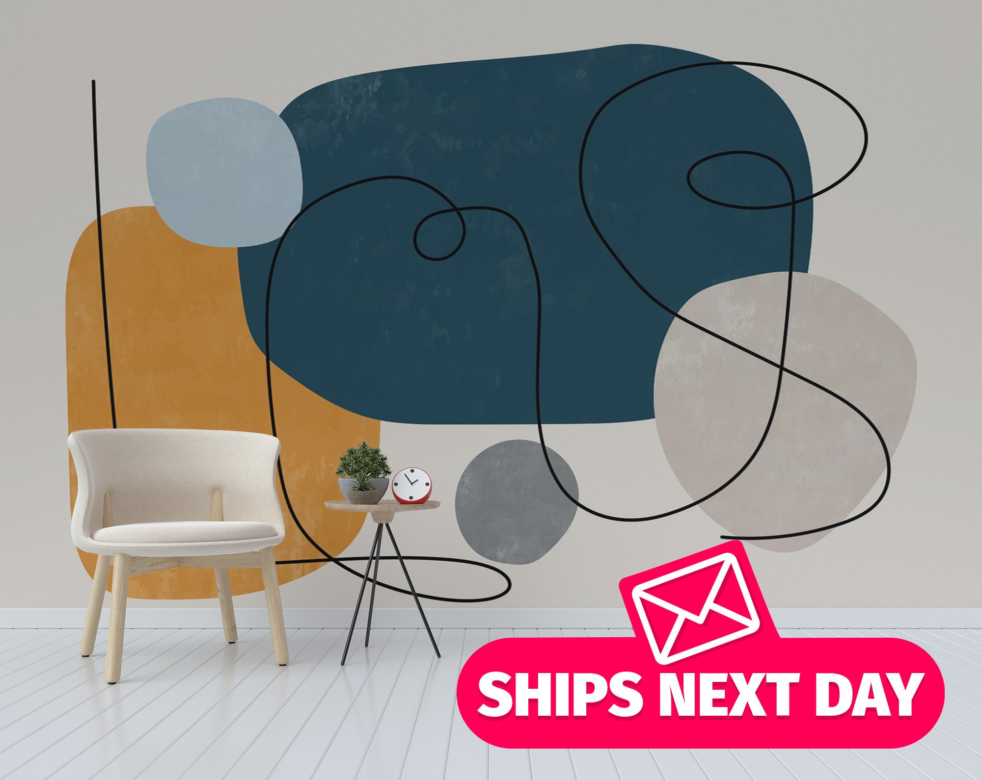 Boho Geometric Wallpaper Mural Bohemian Wall Mural Peel and - Etsy