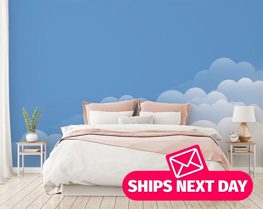 Cloud Wallpaper Mural / Sky Mural, Peel and Stick Removable Vinyl or Fabric, Non-pasted ...