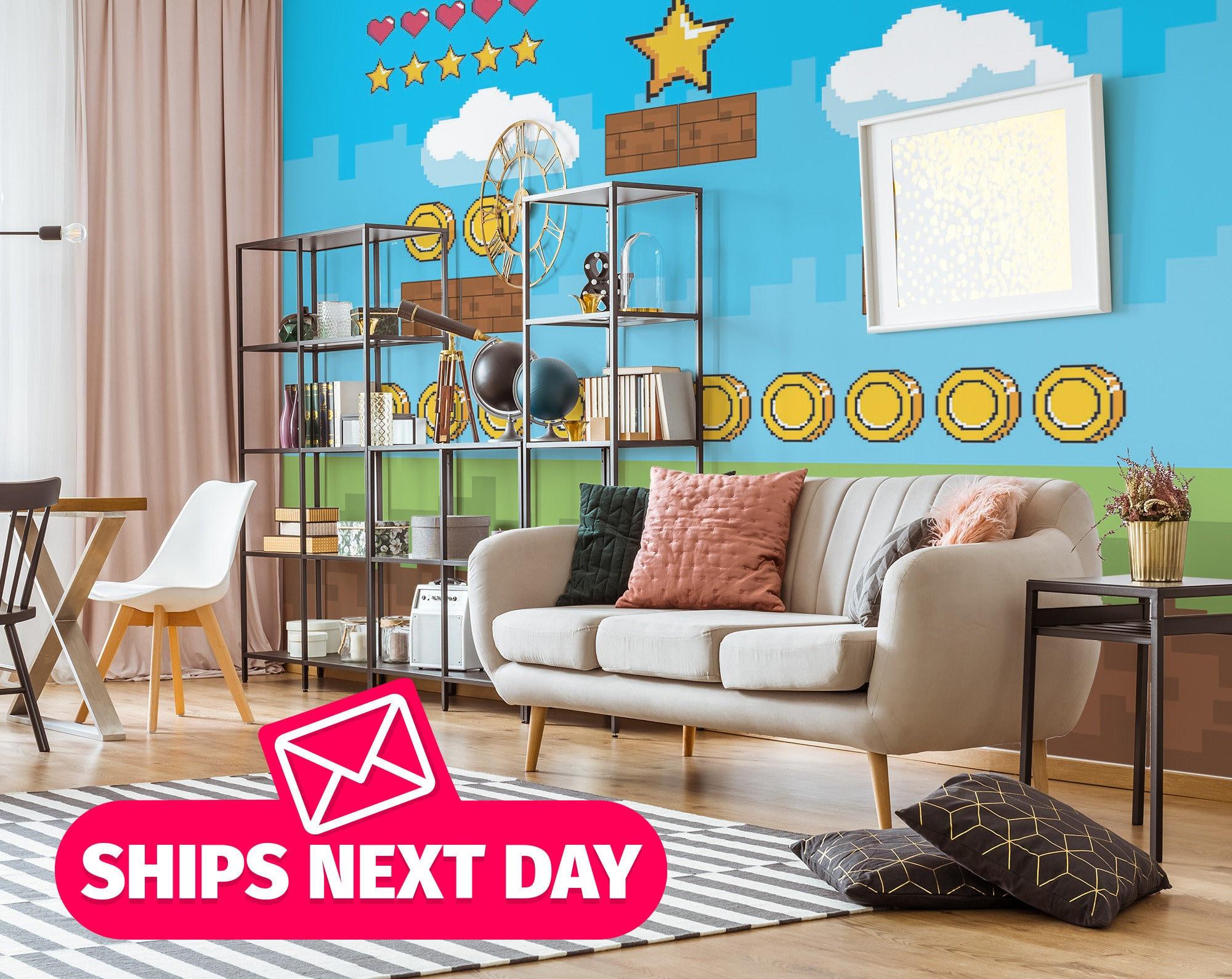 8-bit Retro Gaming Mural, Peel and Stick Wallpaper - Etsy