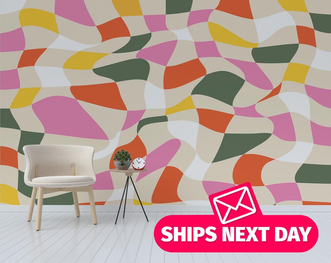 Retro / Trippy Mural, Peel and Stick Removable Vinyl or Fabric, Non ...