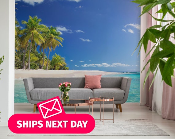 Beach Wallpaper Mural Tropical Wall Mural Peel and Stick | Etsy