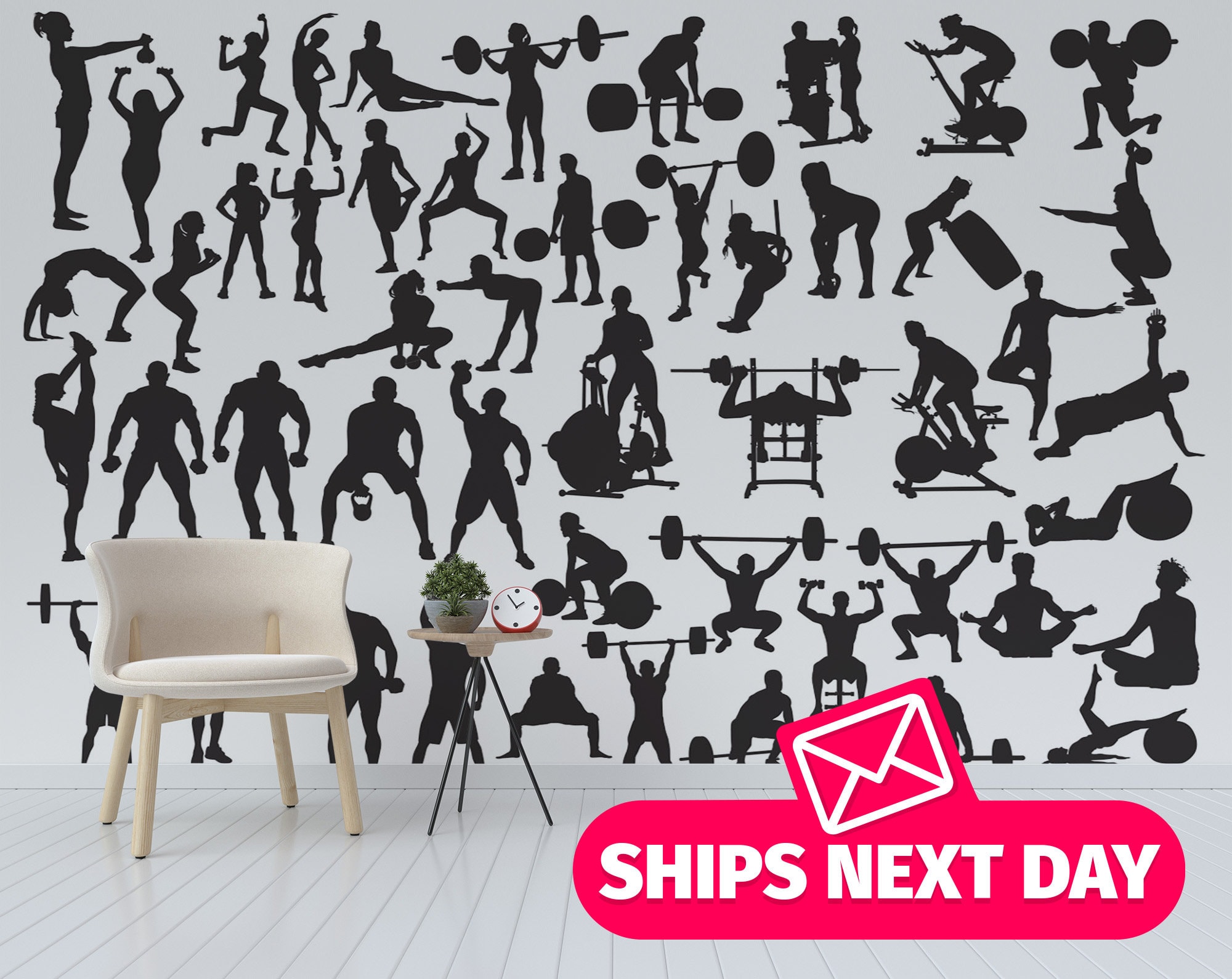 Gym Wallpaper Mural Workout Wall Mural Peel and Stick - Etsy