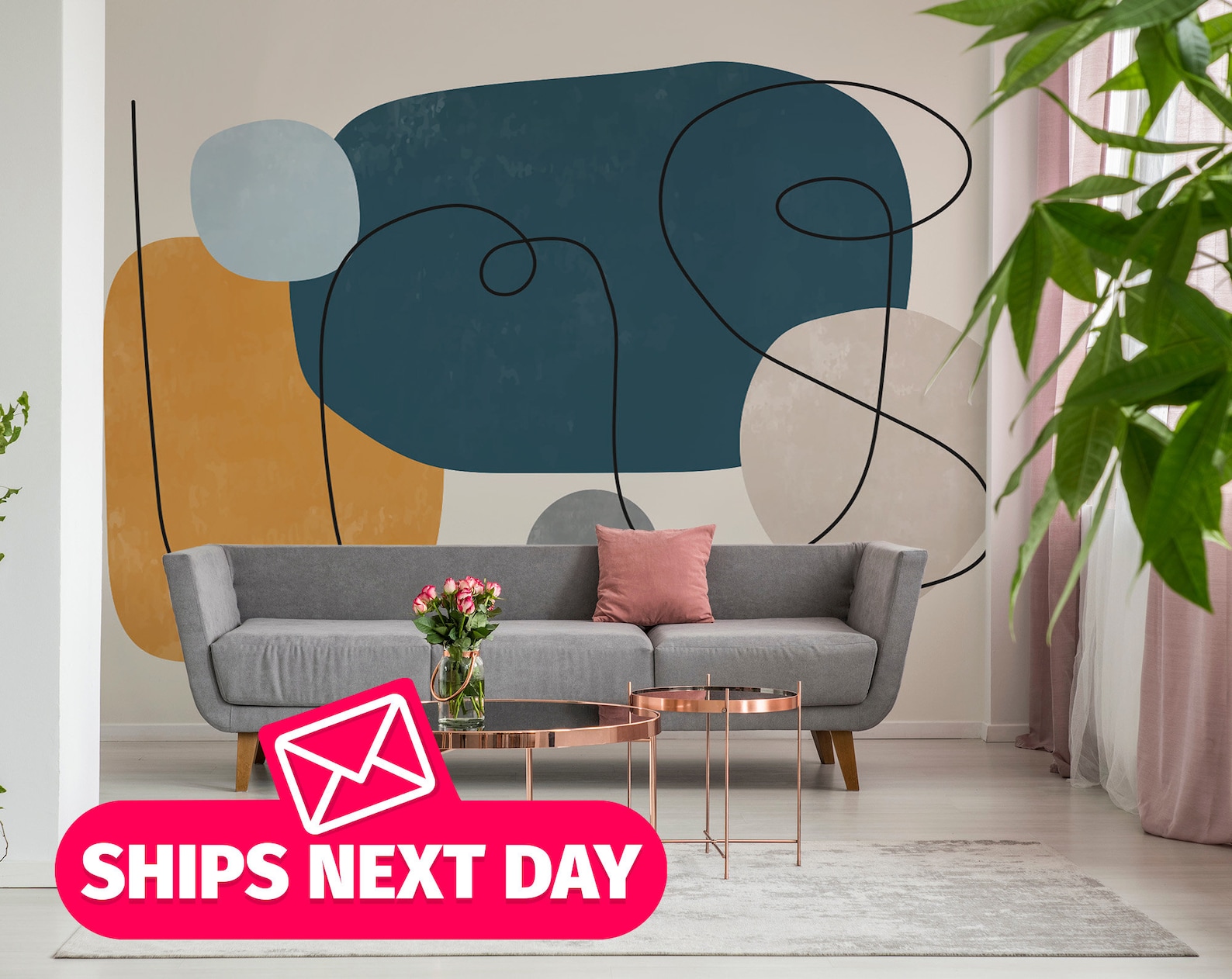 Boho Geometric Wallpaper Mural Bohemian Wall Mural Peel and - Etsy