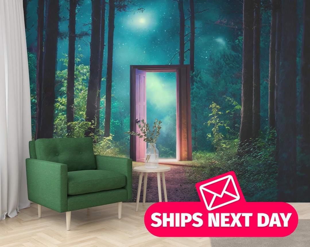 Mythical Door in Woods Removable Mural / Peel and Stick Portal Door ...